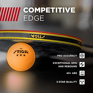STIGA Tournament-Quality 3-Star Ping Pong Balls – Official Size and 40mm Weight – Ultimate Durability and High-Performance Table Tennis Balls – 6 Pack (Orange) - for Indoor/Outdoor Ping Pong Tables