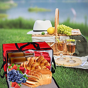 IVONNEY Insulated Food Delivery Bag, XXXL Food Warmer Bag, Commercial Catering Bag, Cooling Bag, Meal Delivery Bags, Thermal Bags for Hot Food - Insulated Reusable Grocery Bags (4 Pack, Red)