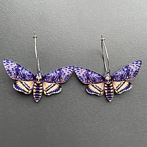 Pingyongchang 4 Pairs Butterfly Colorful Acrylic Earrings Cute Insect Moth Wing Earrings for Women Summer Vacation Jewelry-B