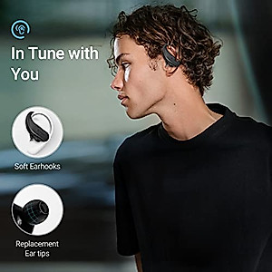 Deeprio Bluetooth Headphones 25H Play Back Stereo Sound Earphones in Ear IPX5 Waterproof with Microphone Over Ear Earbuds for Sports Running Workout Black