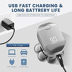 Mr.wintek 8D Head Shavers,Upgrade Head Shavers for Bald Men, Head Electric Razors with Nose Hair Trimmer, Waterproof Wet/Dry Mens Grooming Kit, Anti-Pinch, LED Display, USB Rechargeable (Silver)