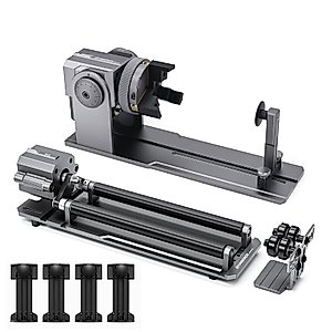 ATOMSTACK R1 Pro Laser Rotary Roller, 4 in 1 Multi-function Chuck Rotary with Risers, 180° Adjustable Chuck with 3 Jaws for Engraving Rings, Spherical, Cylindrical Objects, Irregular Items