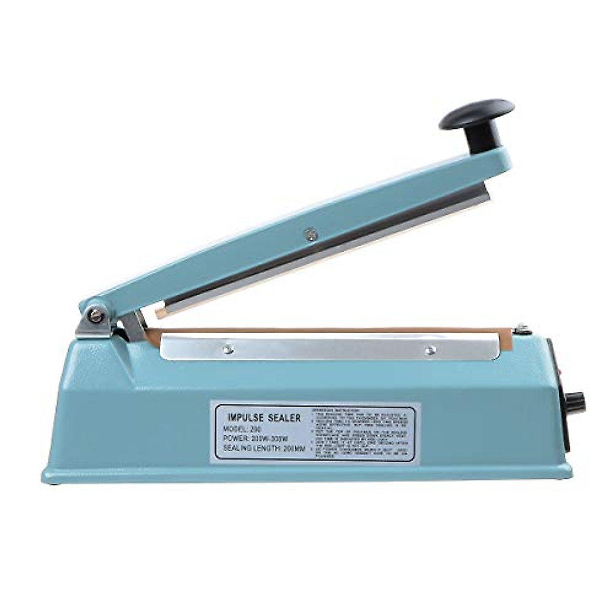 8" (200mm) Impulse Sealer 300w- Manual Plastic Poly Bag Heat Sealing Machine Closer Kit w/Adjustable Timer, Portable with Free Replacement Element Grip and Teflon Tape