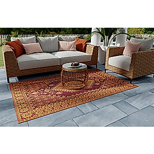 Mad Mats® Outdoor Rug, Reversible Plastic Mat for Patio, Porch, Deck, Kitchen & Bath, Oriental Turkish, 5' x 8', Rust