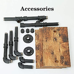 HEONITURE Industrial Pipe Shelving, Pipe Shelves with Wood Planks, Floating Shelves Wall Mounted, Retro Rustic Industrial Shelf for Bar Kitchen Living Room