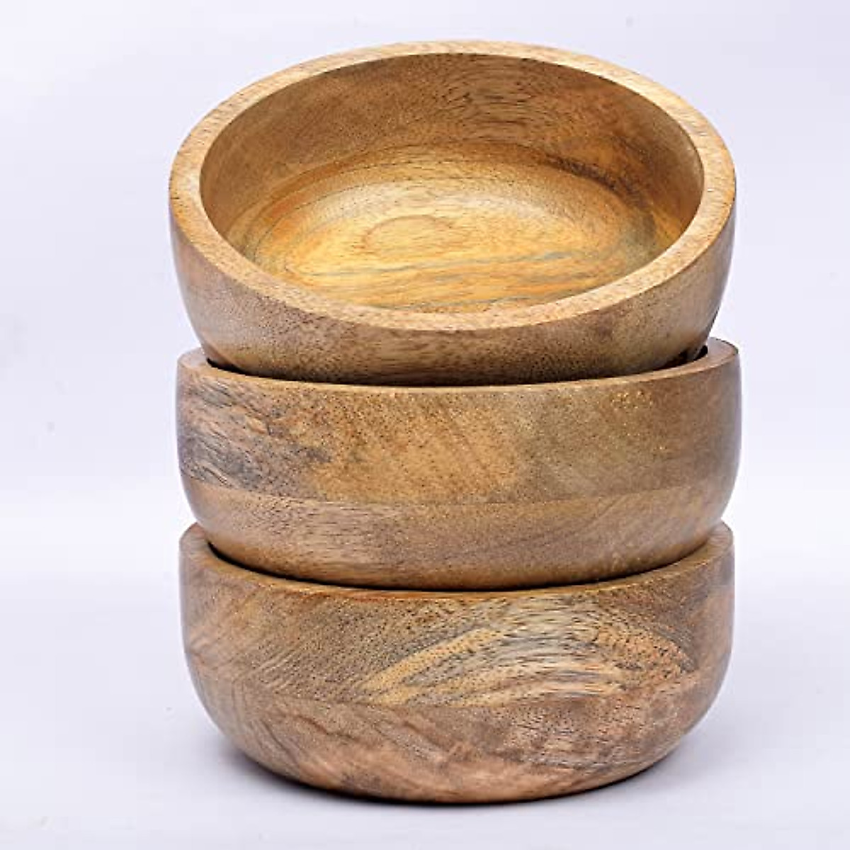 Samhita Mango Wood Round bowl Perfect for Nuts, Candy, Appetizer, Snacks, Olive and Salsa. Looks Absolutely Beautiful With Your Kitchen Setting. (5" x 5" x 2")