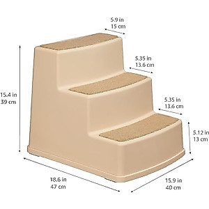 Amazon Basics 3 Step Non Slip Pet Stairs for Dogs and Cats, Tan