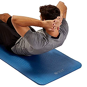 Gaiam Essentials Thick Yoga Mat Fitness & Exercise Mat With Easy-Cinch Carrier Strap, Teal, 72"L X 24"W X 2/5 Inch Thick