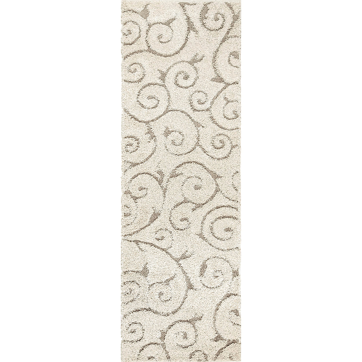 nuLOOM Maisha Contemporary Shag Runner Rug, 2' 8" x 8', Cream