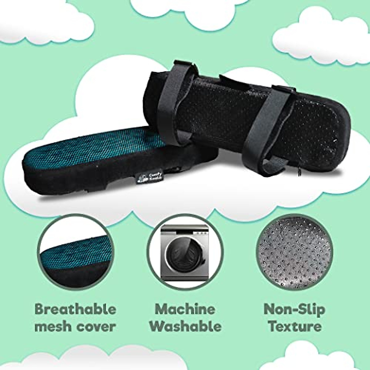 Memory Foam Armrest Pads - Office Chair armrest Pads with Cooling Gel - Wheelchair armrest Covers - Gaming Chair Arm Cushions Pads -Computer Chair Arm Covers - Desk Chair Elbow Pillow