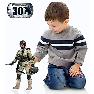 Click N' Play Military Airborne Paratrooper, 12-Inch Action Figures | Accessories, Army Stuff, Clothes, Toy Weapons, Costume | Army Guys, Soldier, World Peacekeepers | Action Figure Army Men Toys