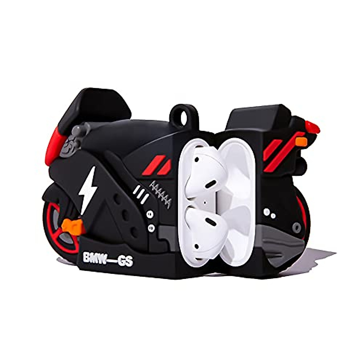 Yatchen Unique Case Compatible with AirPods Pro ,Creative Fun 3D Cartoon Motociclo Design AirPods Cover Case Cool Skin Soft Rubber Shockproof Protective Case (AirPods Pro, Red)