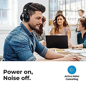 Reverbix E7 PRO Active Noise Cancelling Headphones Overhead Bluetooth with Mic for Phone-Call, Comfortable Wireless & Light Weight, Deep Bass, 35-Hour Battery Life, Bronze Black