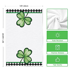 Artoid Mode Green Lucky and Blessed Clover Shamrock St. Patrick's Day Kitchen Towels Dish Towels, 18x26 Inch Seasonal Decoration Hand Towels Set of 2