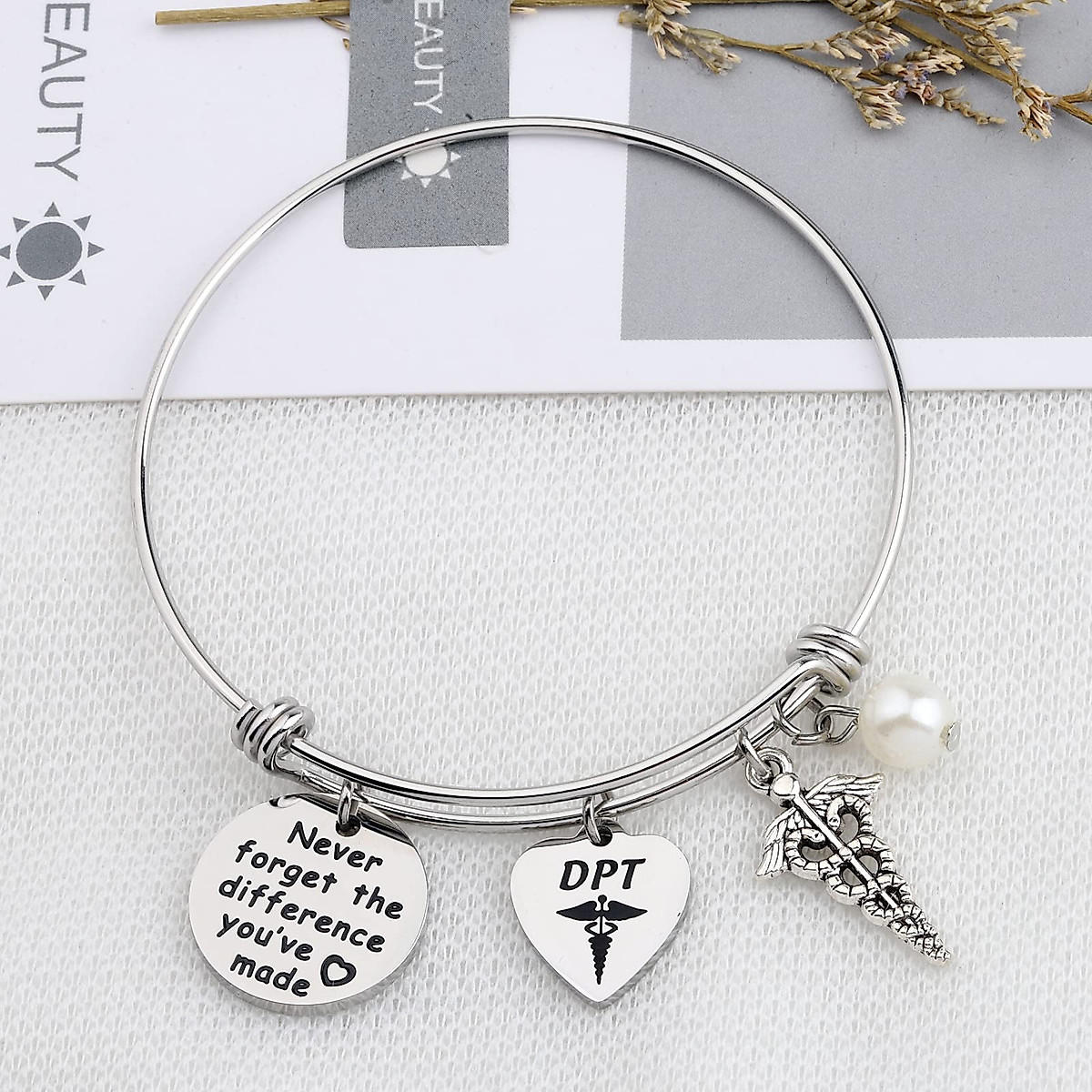 WSNANG DPT Bracelet Doctor of Physical Therapy Graduation Gift Never Forget The Difference You've Made DPT Graduate Gift (DPT Difference BR)