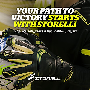 Storelli Silencer Menace Goalkeeper Gloves, Soccer Goalie Gloves for Youths & Adults, Roll-Negative, Hybrid Gloves with Removable Finger Spines, Black & Yellow, Size 9