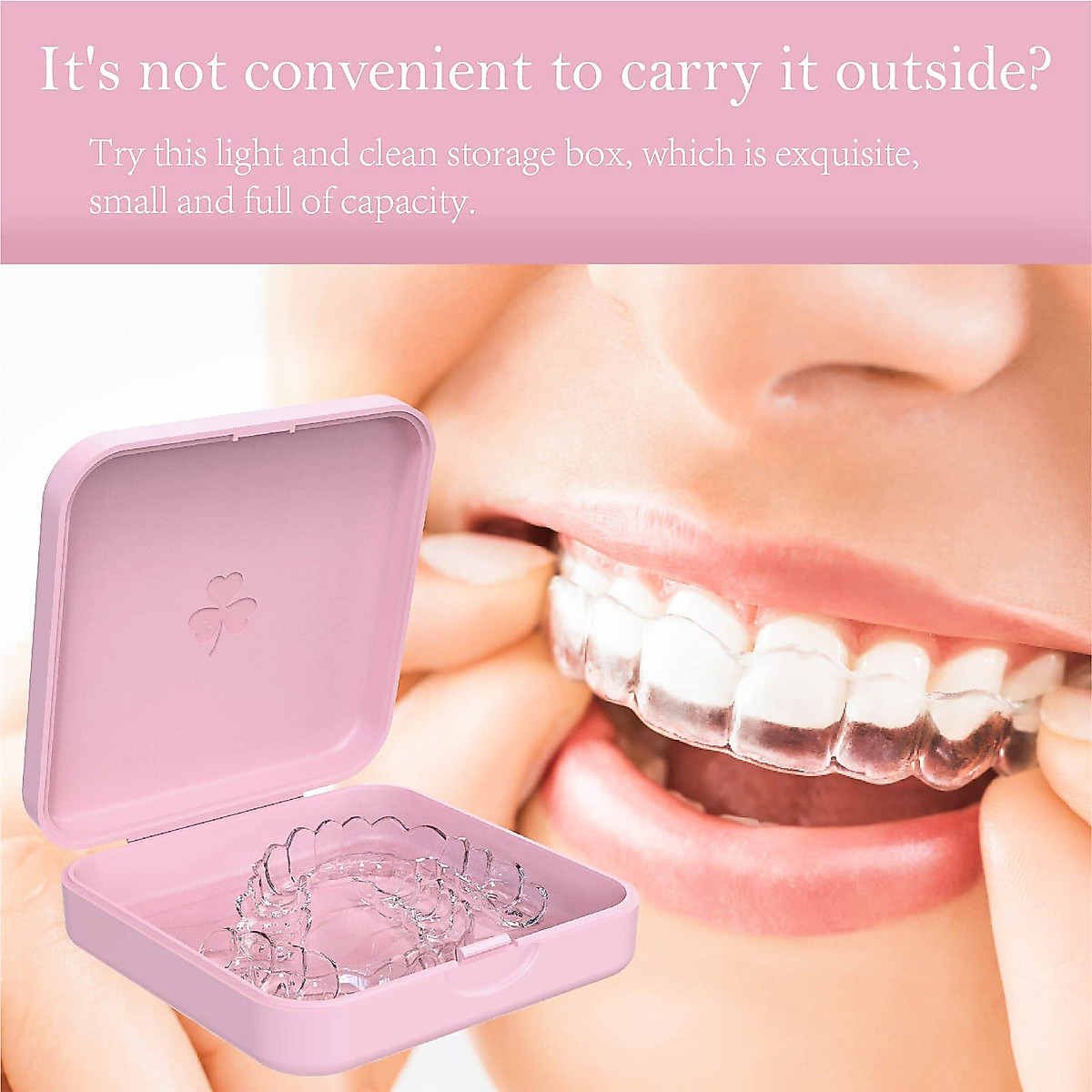 Retainer Case Compatible with Invisalign, ARGOMAX Aligner Case, Braces Box, 1 Piece Orthodontic Box (Pink).