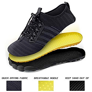 SAYOLA Water Shoes Womens Mens Swim Pool Beach Aqua Quick Dry Sports Barefoot Diving Boating 501 Black