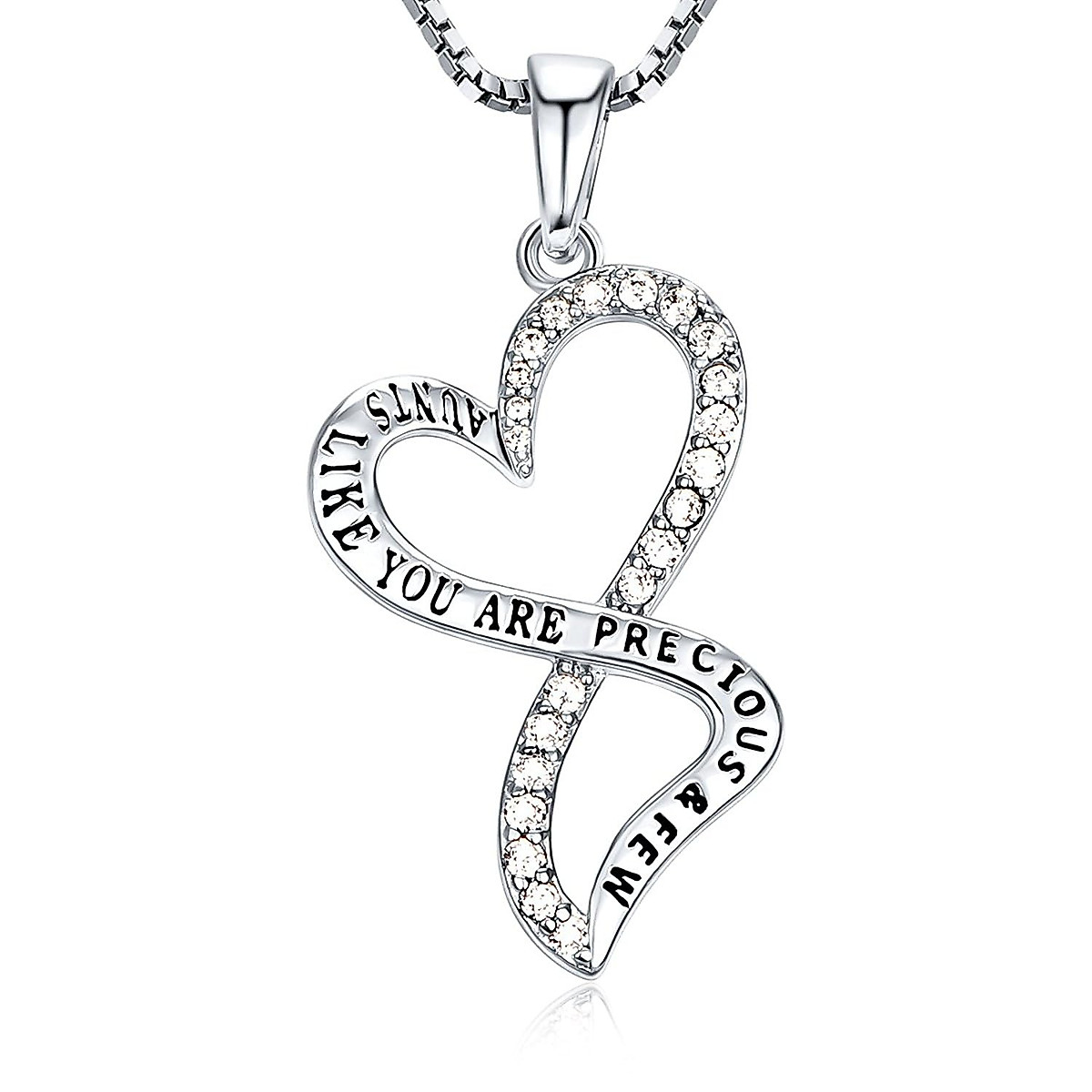 Ado Glo Christmas Day Auntie Gift, Aunts like You Are Precious and Few Infinity Heart Pendant Necklace, Fashion Jewelry for Women, Her Birthday Anniversary