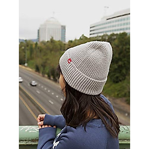 New Balance Men's and Women's Woven NB Logo Cuffed Knit Beanie, One Size, Black