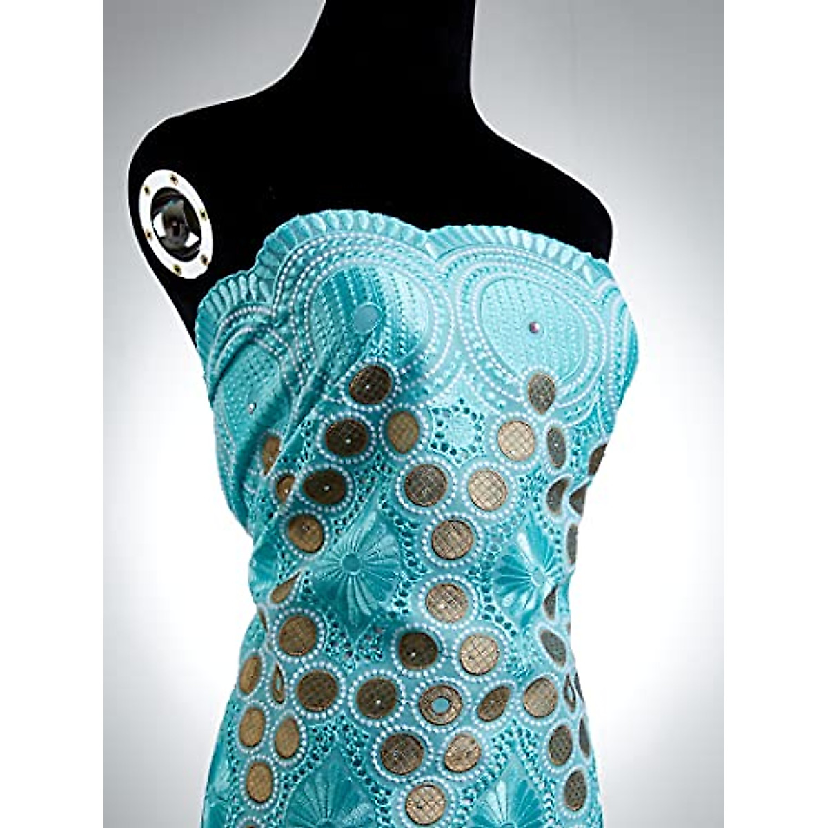 SJD LACE African Lace Fabric 5 Yards, Swiss Voile Tull Lace Fabric Nigerian Mesh Cotton Lace for Wedding Party Dress Sewing (14682)