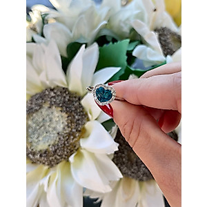 1 3/4 Carat White and Blue Topaz Heart Halo Ring for Women in 14k White Gold Anniversary Promise Ring Size 8 by LeVian