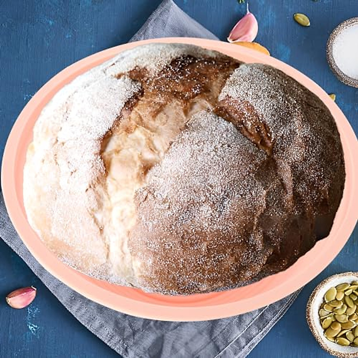 esidianzi 2Pcs Bread Proofing Basket Silicone Round Dough Proofing Bowl Foldable Bread Dough Fermentation Container Reusable Heat Resistance Dough Proofing Box for Home Kitchen 23x9cm