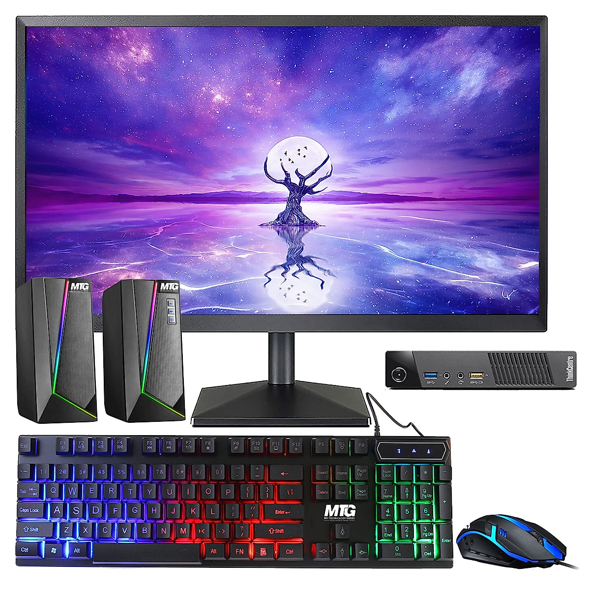 Lenovo ThinkCentre M73 Tiny Business Computer Desktop PC, Intel Core i3 4th Gen 2.9GHz, 8GB DDR3, 120GB SSD, MTG New 22 inch LED Monitor, RGB KBM & Speakers, WiFi, Windows 10 Pro (Renewed)