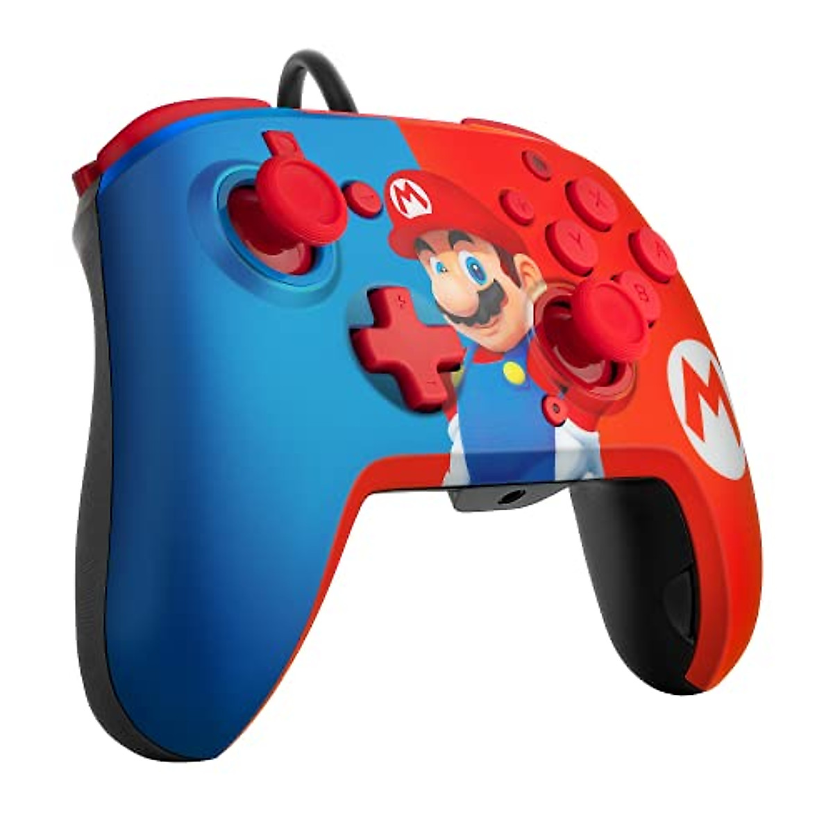 PDP REMATCH Enhanced Wired Power Nintendo Switch Pro Controller, Officially Licensed Switch Lite/OLED Compatible Gamepad, Customizable Programmable Buttons, Super Mario Power Pose (Red & Blue)
