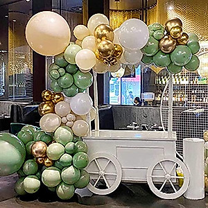 Sage Green Balloon Garland Arch Kit 79PCS Olive Green Peach White Gold Balloons for Forest Safari Jungle Tropical Theme Decorations Baby Bridal Shower Birthday Party