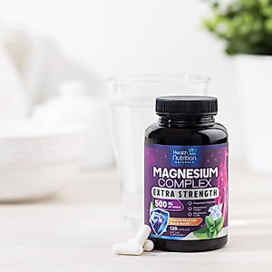 Magnesium Citrate Capsules 500mg with Glycinate, Oxide, Malate, Citrate - for Muscle, Nerve, Bone and Heart Health Support - High Absorption Citrate Complex, Gluten Free, Non-GMO - 120 Capsules