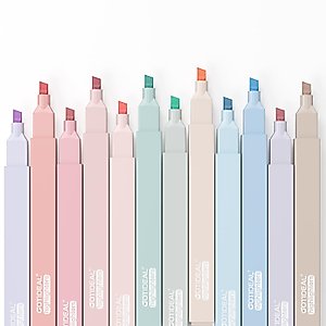 GOTIDEAL Aesthetic Cute Pastel Highlighters set, 12 Pack No Bleed Bible Highlighters With Soft Chisel Tip for office journal, School study accessory supplies