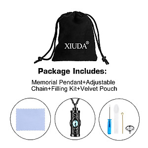 XIUDA Crystal Cremation Urn Necklace for Ashes Keepsake Cremation Jewelry for Human Ashes Stainless Steel Memorial Pendant with Flower