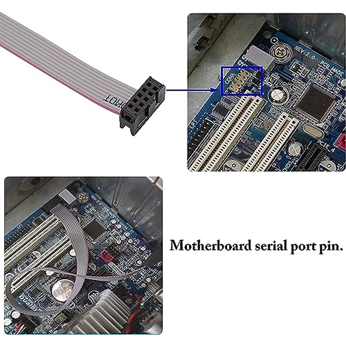 zdyCGTime 1Port DB9 RS232Serial Port Bracket to 10 pin HeaderRibbon Cable Connector Adapter, DB9 Serial Male to 10P Motherboard Header Panel Mount Cable Serial Port Bracket (12in 4Pcs) (1 Port)