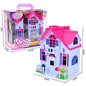 Liberty Imports My Pretty Dollhouse Fold and Go Pretend Play Mini Folding Doll House Playset with Pocket Toy Family Figures, Home Furniture and Accessories