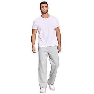 Deyeek Mens Grey Sweat Pants Thick Open Bottom Sweatpants for Men Baggy Straight Leg Joggers Winter Fleece Pants with Pockets