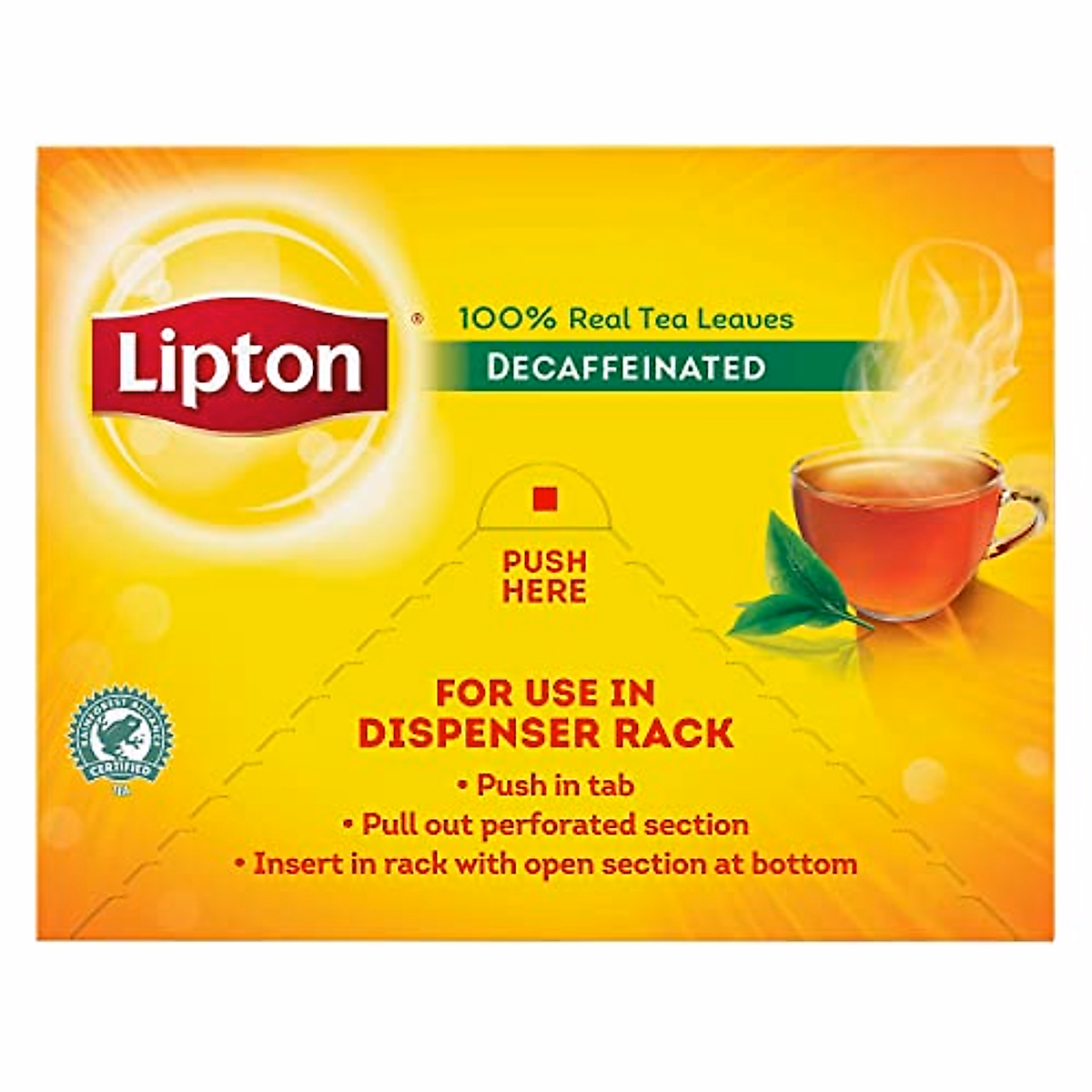 Lipton Decaffeinated Black Enveloped Tea Bags, 72 Count (Pack of 6)