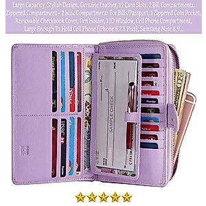 Mou Meraki Women RFID Blocking Real Leather Wallet-Clutch For Women-Shield Against Identity Theft (LAVENDER)