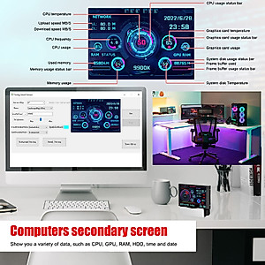 Walfront 3.5in Monitor Screen IPS CPU GPU RAM HDD Time Template Monitor Mini Portable Monitor Display for Electronic Equipment