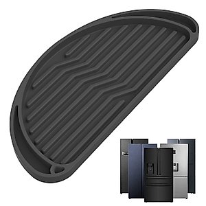 Refrigerator Drip Catcher Tray .JIUBAR Non-slip Cuttable fridge water Dispenser Drip Tray,Silicone refrigerator Water Drip Catcher for GE, Samung Fridge Drip Tray (SemiCircular-Black)