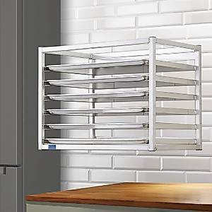 Express KitchQuip 28" x 18" x 21" Aluminum Wall Mounted Sheet/Bun Pan Rack | Fits 6 Full-Size Sheet Pans | Commercial-Grade Perfect for Bakeries, Restaurants, and Catering Kitchens | NSF Certified |