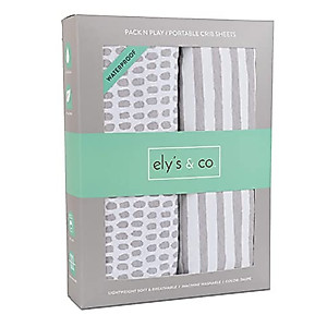 Ely's & Co. Patent Pending Waterproof Bassinet Sheet, Changing Pad Cover, and Pack n Play Sheet Bundle