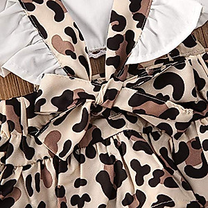 2Pcs Newborn Baby Girl Leopard Ruffles Sleeve Bodysuits Jumpsuit Headband Clothes Romper Set (A-Leopard, 0-6 Months)