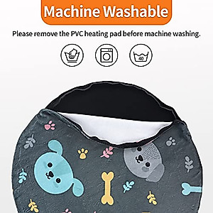 comfheat Dog Bed Mat Warming Pad, Dogs Anti-Anxiety Puppy Cushion Warm Pad for Indoor Outdoor Pets with Removable Cover Non-Slip Bottom Washable Round Heating Waterproof Pads (16'' X 16'')