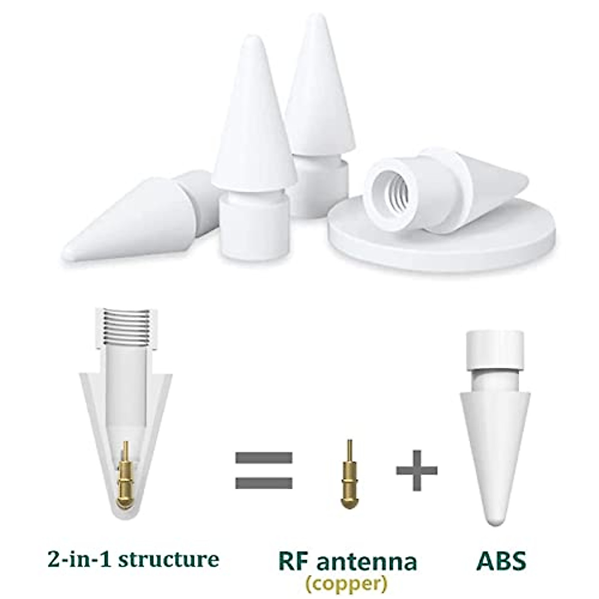 Zosylala Tips for Apple Pencil,Stylus Tips,Pencil Tips for iPad,Replacement Pen Nibs Compatible with iPad Air Mini Pro Apple Pencil 1st & 2nd Generation - 4 Packs