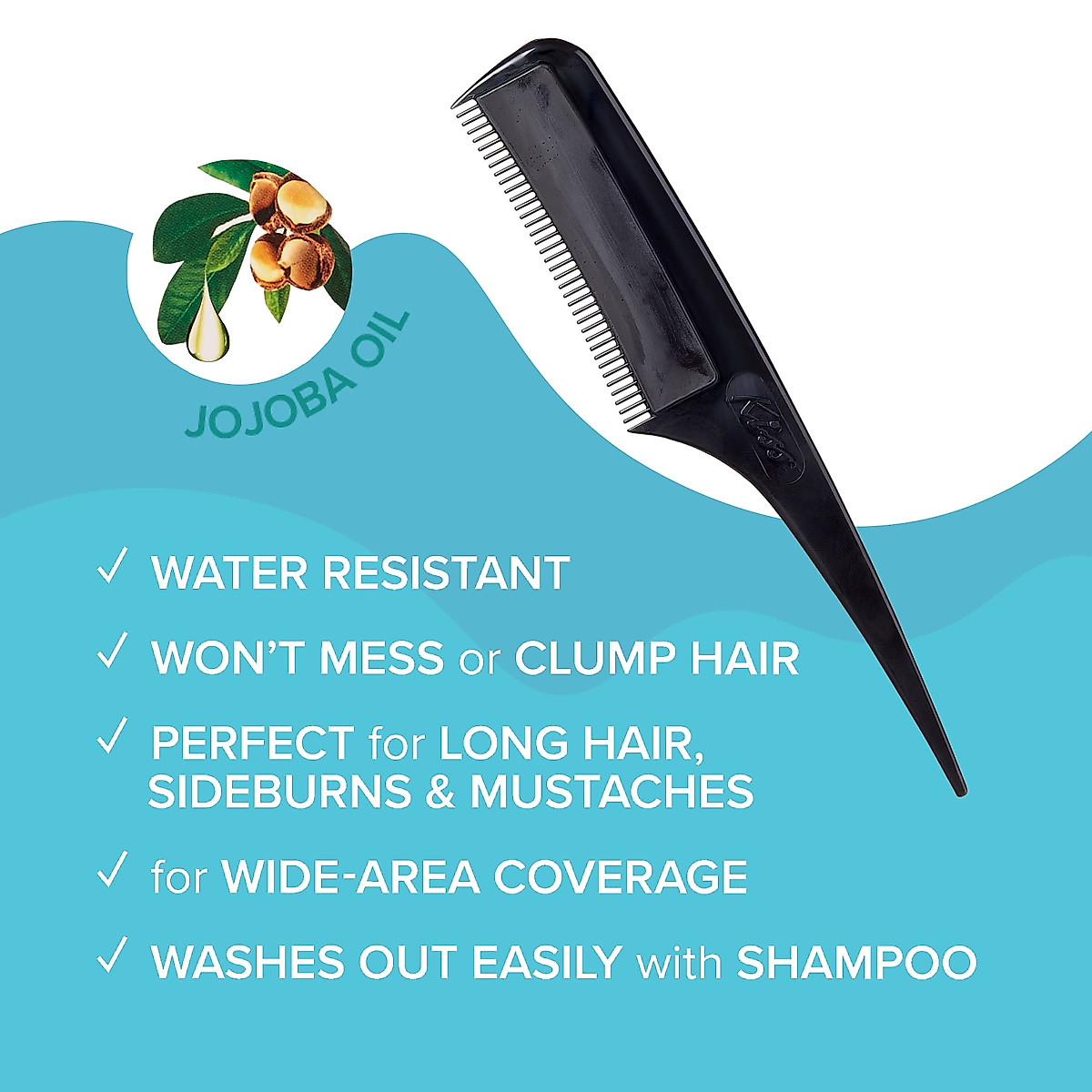 RED by Kiss Quick Cover Root Touch Up Comb Type Water-Resistant Temporary Gray Concealer Cover Up Brush for Hair and Beard (Black)