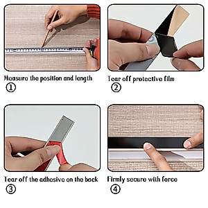 Qiveno Gold Molding Trim Peel and Stick(Mirror-Like Finish), 201 Stainless Steel Self Adhesive Wall Trim Molding, Wall Ceiling Floor Cabinet Tile Edge Moulding, 16.4 ft x 0.8 in