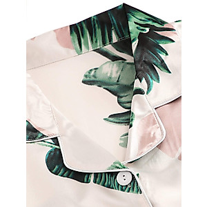 Floerns Women's Notch Collar Print Sleepwear Two Piece Pajama Set A Multi Print M