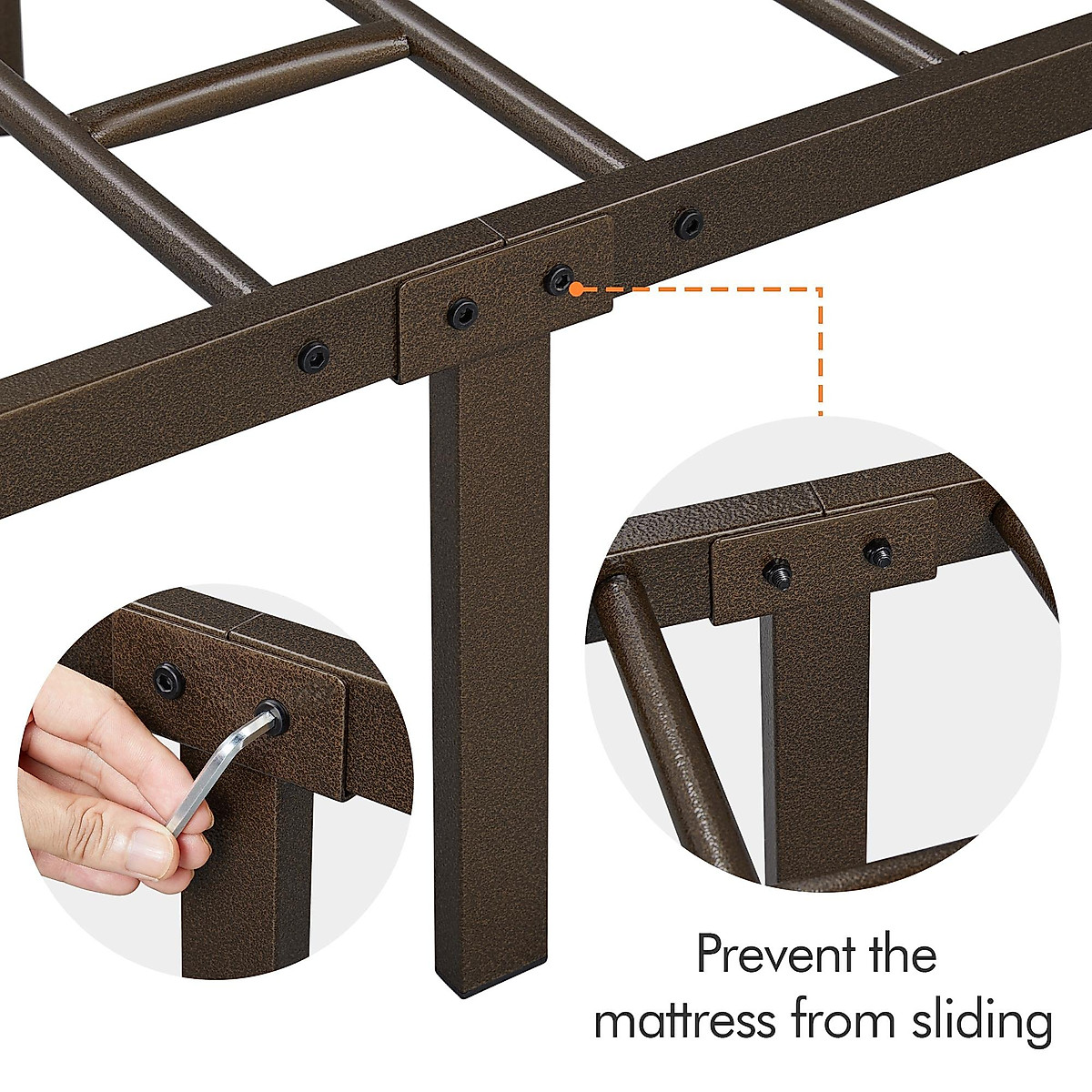 Topeakmart Twin Size Victorian Style Metal Bed Frame with Headboard/Mattress Foundation/No Box Spring Needed/Under Bed Storage/Strong Slat Support Bronze