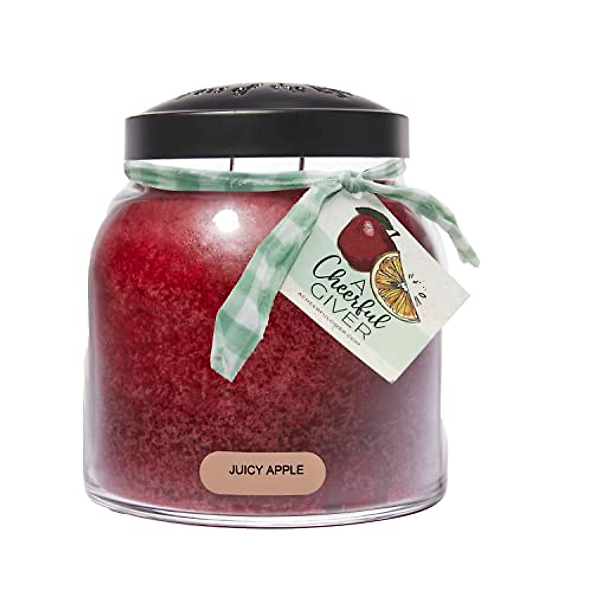A Cheerful Giver - Juicy Apple - 34oz Papa Scented Candle Jar with Lid - Keepers of the Light - 155 Hours of Burn Time, Gift for Women, Red